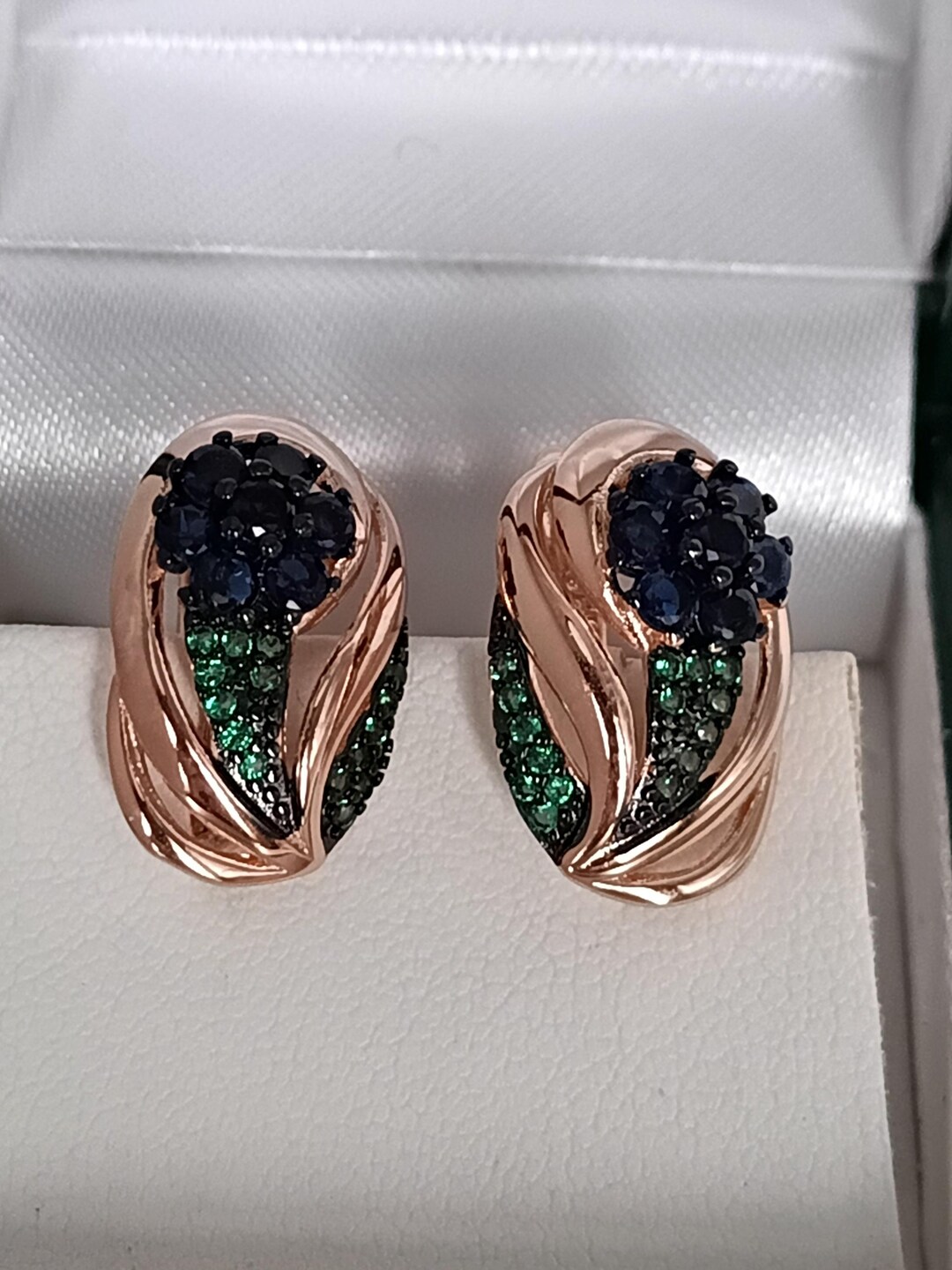 Vintage 1990-s 14 Ct Rolled Gold Sapphire and Emerald Earrings ...