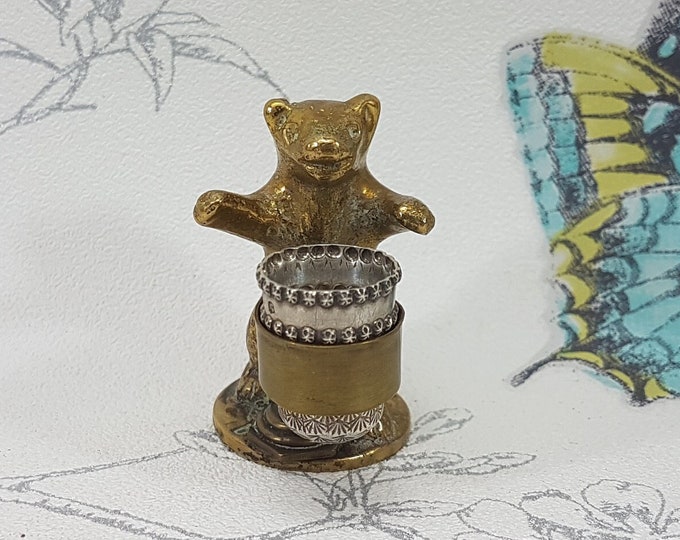 Vintage Figural Thimble Holder, Brass Grizzly Bear Thimble Holder With ...