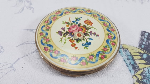 1950s Stratton powder compact, vintage floral Stratto… - Gem