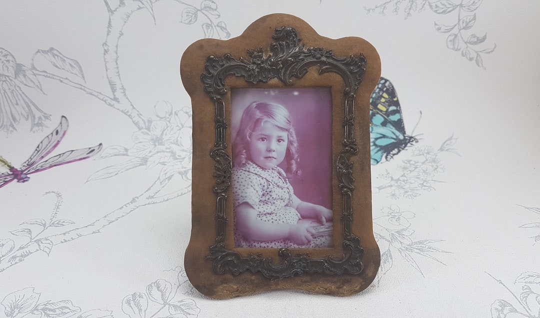 Edwardian Photo Frame, Antique Fabric Photo Frame With Ornate Metal ...