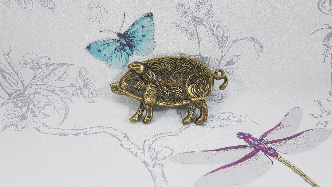 Vintage Brass Pin Dish, Figural Brass Pig Pin Dish, Collectable Vintage ...