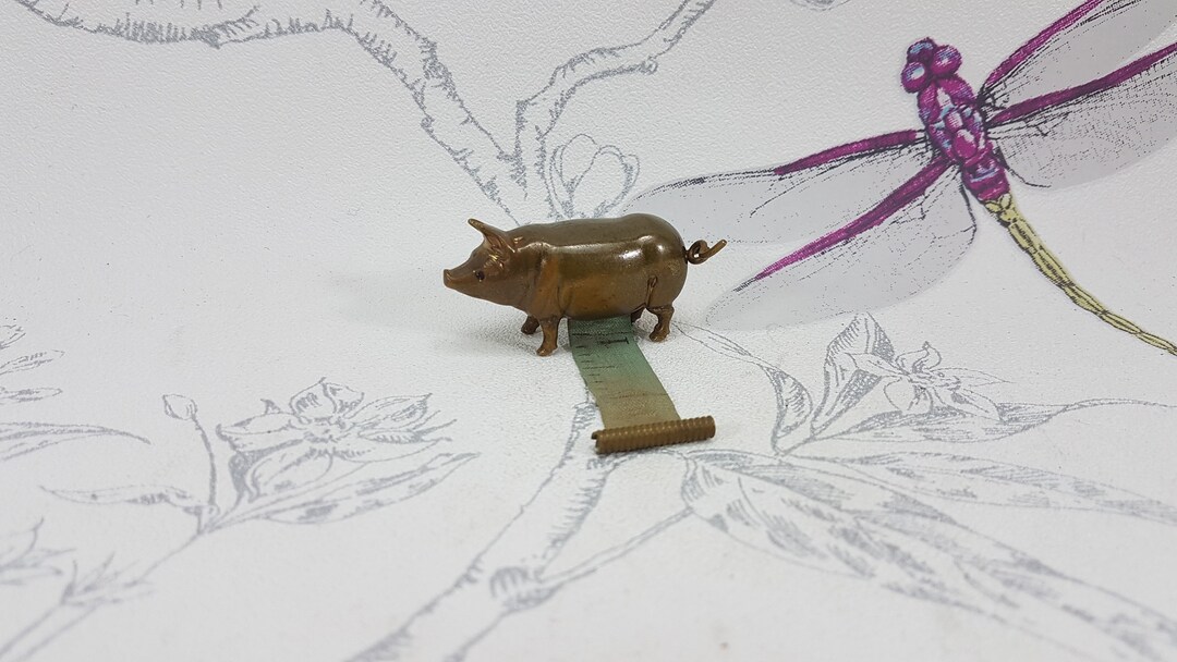 Victorian Brass Pig Tape Measure, Novelty Antique Brass Metal Pig ...