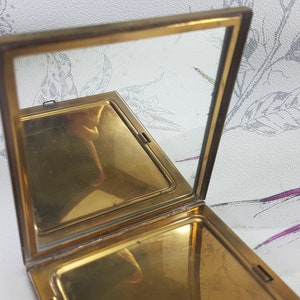 Vintage Compact Mirror, Art Deco Powder Compact, Black and Gold Powder ...