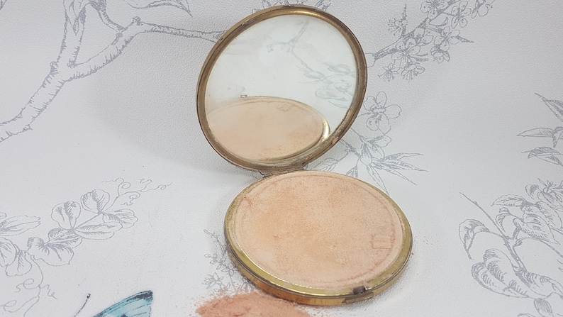 Antique Powder Compact Large Vintage Compact Mirror With - Etsy
