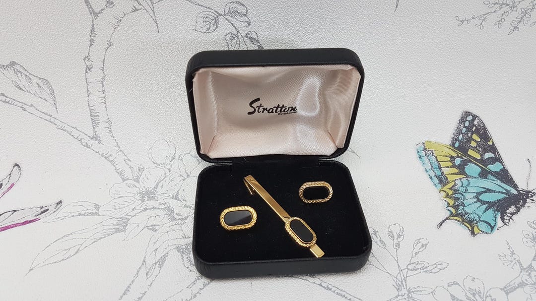 Men's Vintage Cufflinks and Tie Clip, Stratton Tie Clip and Cufflinks ...