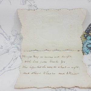 Victorian Greeting Card, Antique Paper Greeting Card With Hand Written ...