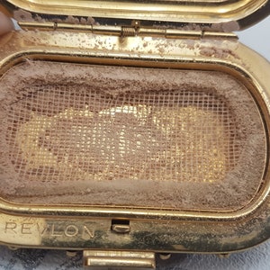 Vintage Revlon Loose Powder Compact, Burgundy and Gilt Metal Revlon ...