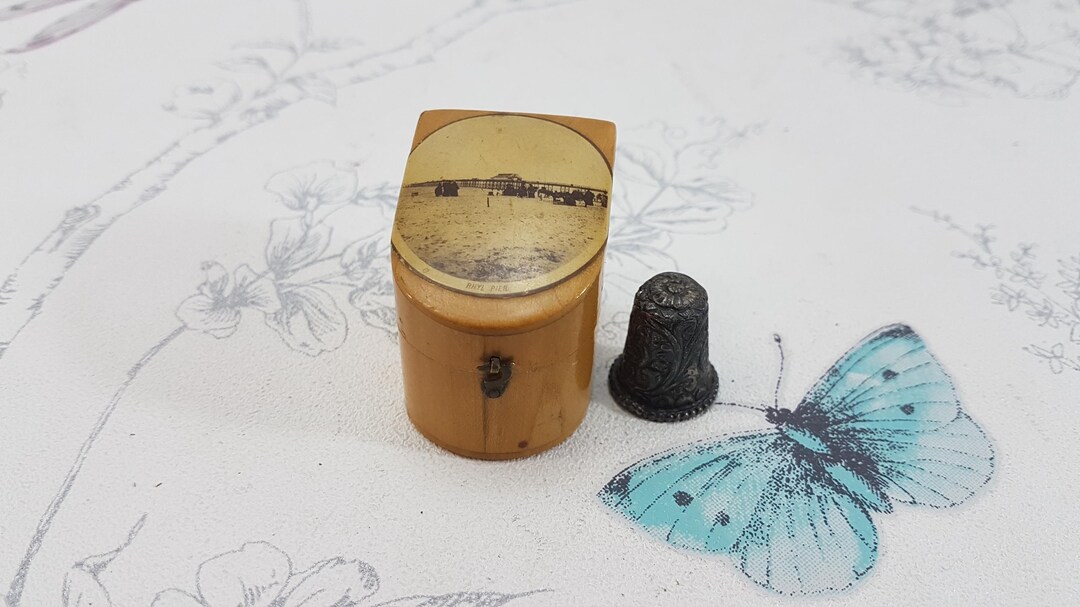 Antique Thimble Case, Mauchline Ware Thimble Box, Victorian Thimble Box ...