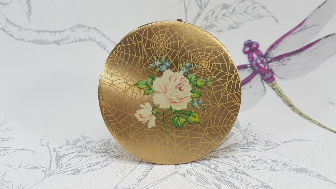 Vintage Stratton Pink Rose Powder Compact, Mid-century Stratton Compact ...