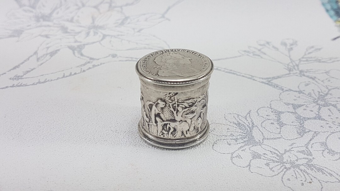 Antique Sterling Silver Pill Box: Dutch 1846 Amsterdam, George I ...