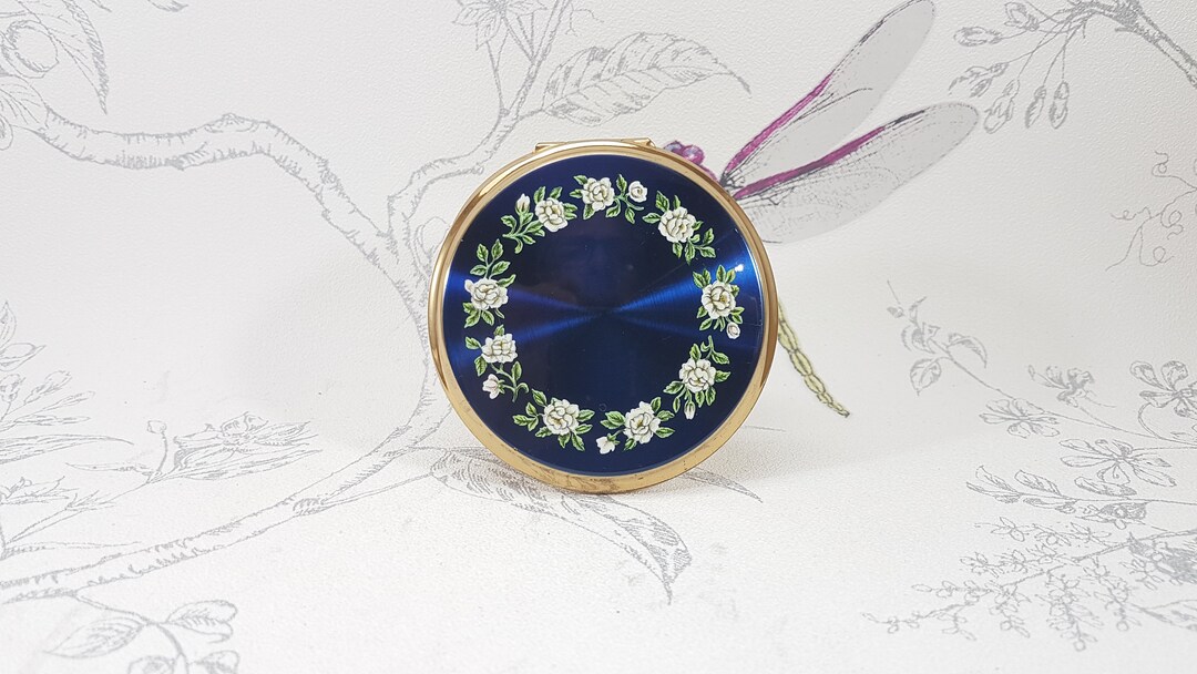 Vintage Stratton Metallic Blue Powder Compact, Mid-century Stratton ...