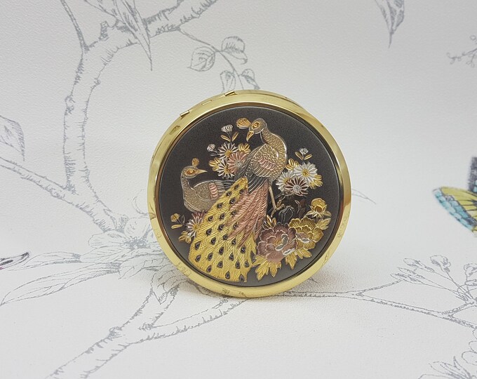 Vintage Japanese Powder Compact, Vintage Chokin Art Peacocks Compact ...