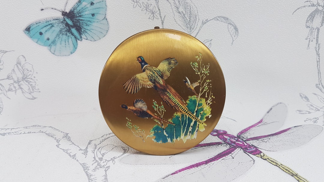 Vintage 1950s Stratton Gold Tone Powder Compact: Pheasant Design - Etsy