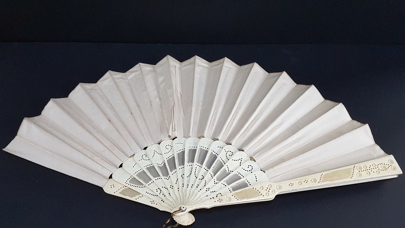 Antique French Hand Fan 19th Century Hand Painted Silk Satin - Etsy UK