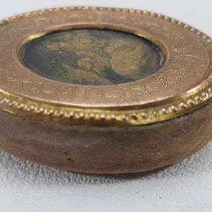 Victorian Baxter Print Pincushion: Antique Gilt Souvenir Needle Box ...