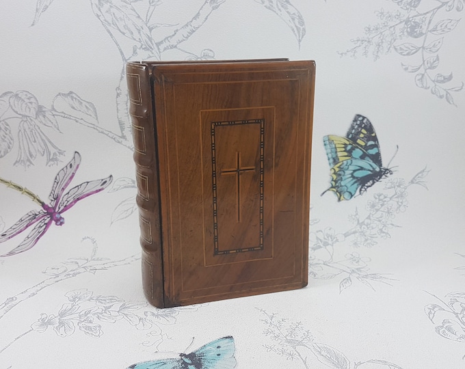 Antique Wooden Box in the Form of a Bible, Antique Wooden Bible Box ...