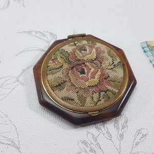 Art Deco Powder and Rouge Compact, Vintage Celluloid Petit Point ...