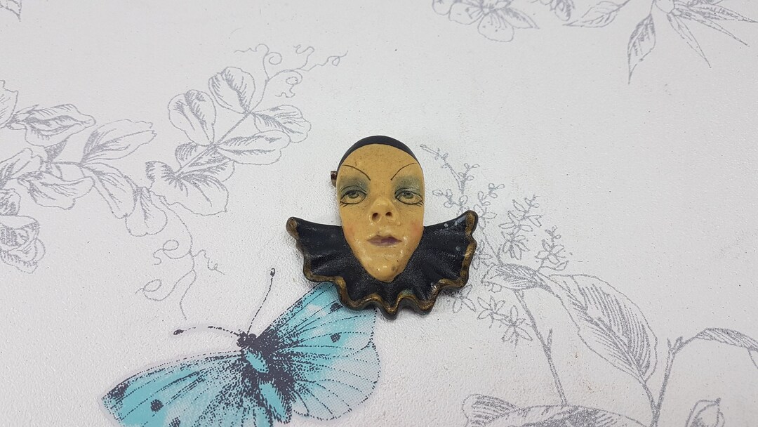 Art Deco Celluloid Pierrot Brooch, Rare Unusual Vintage Brooch, Unique ...