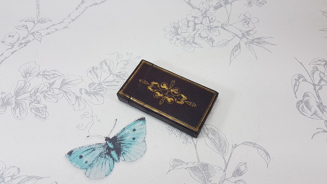 Victorian Tooled Leather Card Case, Antique Leather and Petit Point ...