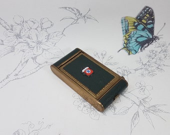 Vintage Camera Powder Compact, Art Deco Black Enamel Combined Powder ...