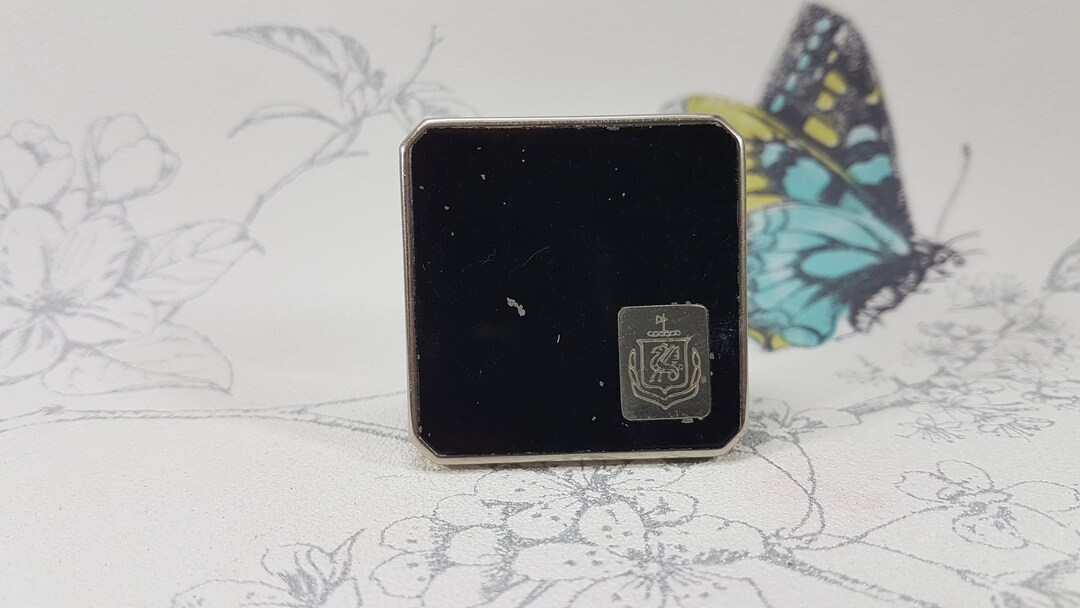 Art Deco Electra Ray Compact Mirror: Black Enamel Vintage Powder ...