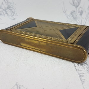Vintage Camera Powder Compact, Art Deco Black Enamel Combined Powder ...