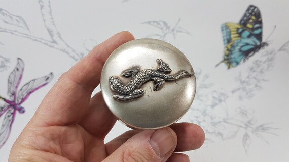 Antique silver powder box, unusual 1920s sterling sil… - Gem
