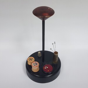 Antique Wooden Hat Stand With Hatpin Holder, Pincushion and Thimble and ...