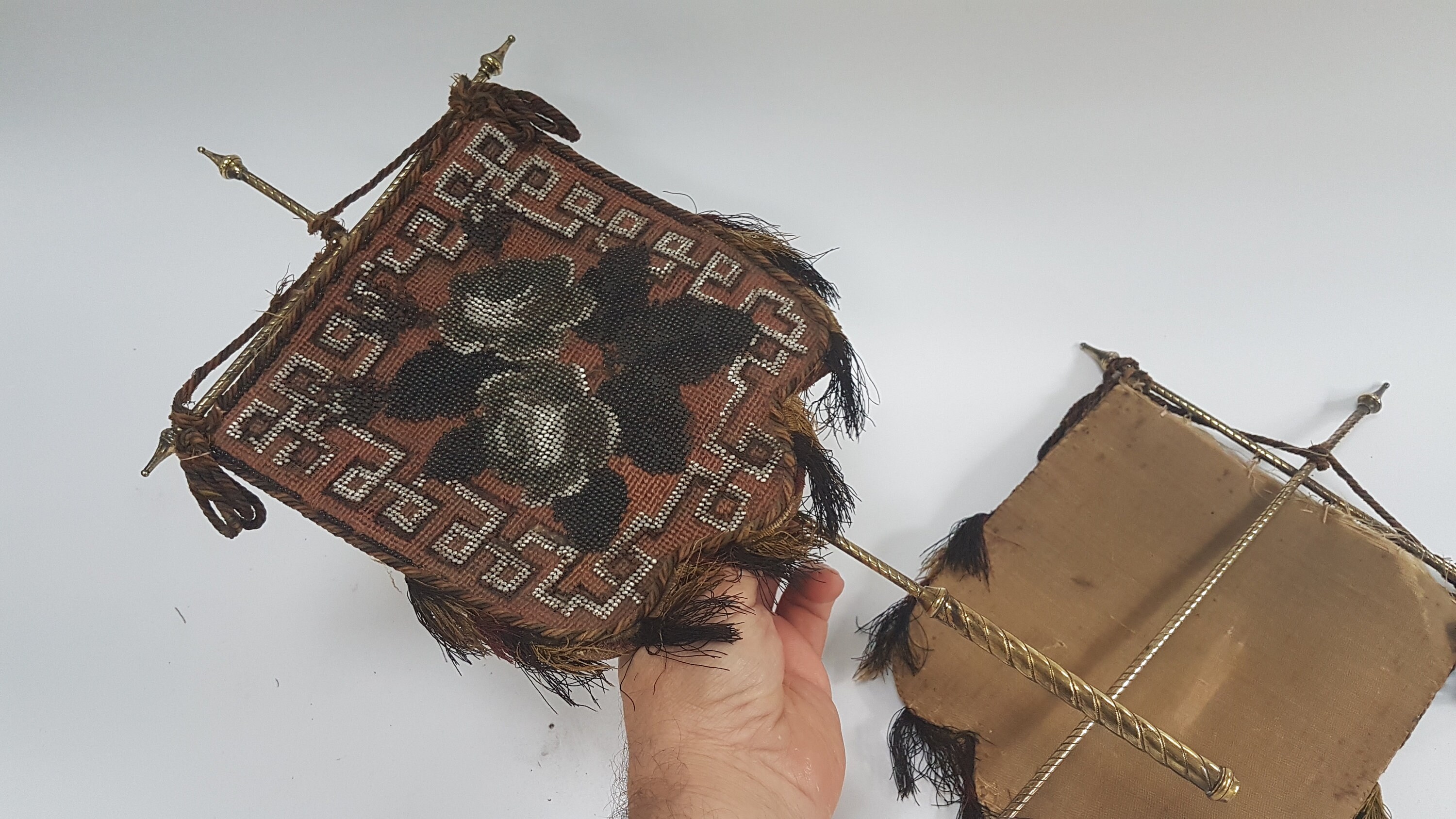 Antique Beadwork Face Screens Matching Pair Hand Embroidered - Etsy