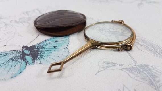 Antique folding lorgnette in their original leather c… - Gem