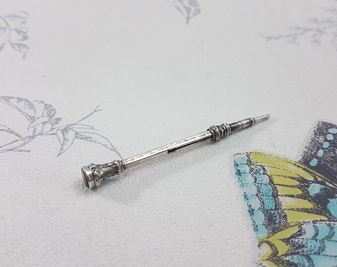 Antique Silver Pencil, Victorian Propelling Pencil With Citrine ...