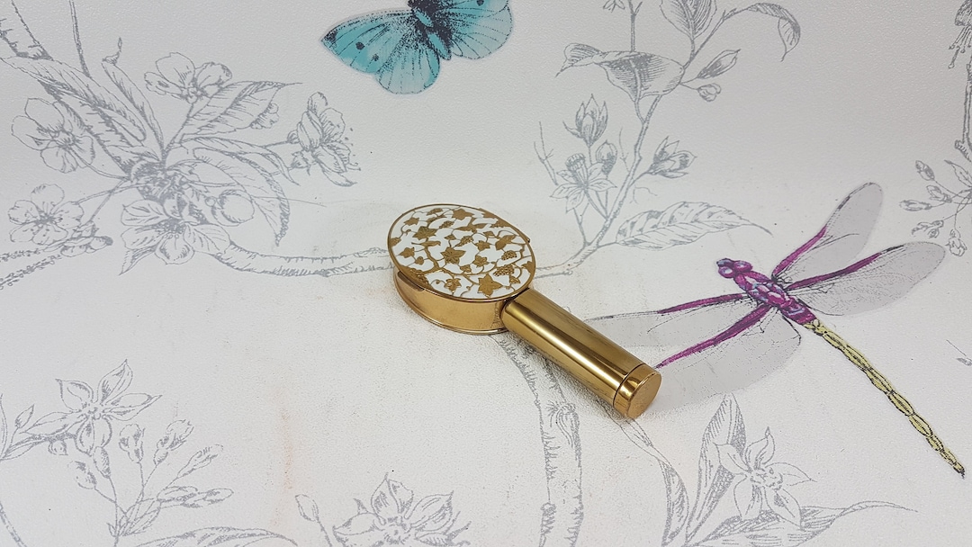 Vintage Volupte Hand Mirror Compact: Gold Tone Lipstick Holder - Etsy