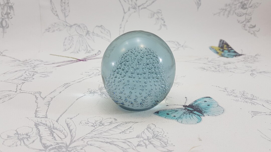 Mid-century Holmegaard Art Glass Paperweight: Danish Controlled Bubble ...