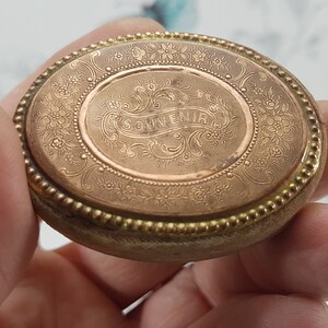 Victorian Baxter Print Pincushion: Antique Gilt Souvenir Needle Box ...