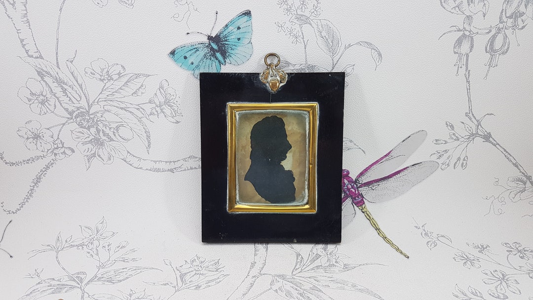 Antique Silhouette Portrait, Hollow Cut Silhouette Portrait in Ebonised ...