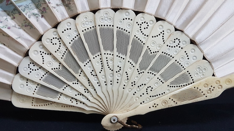 Antique French Hand Fan 19th Century Hand Painted Silk Satin - Etsy UK