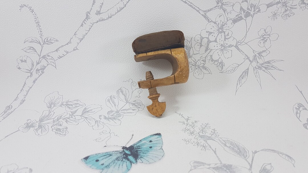 Antique Hand Painted Sewing Clamp Pincushion: Georgian Wooden Tool ...