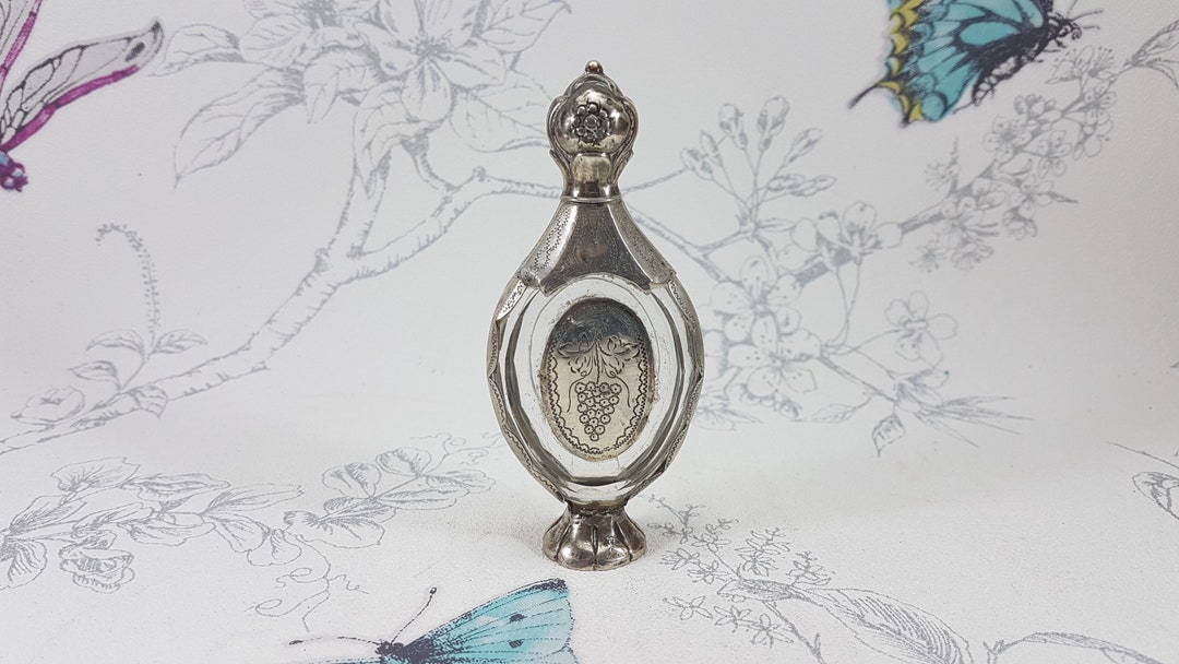 19th Century Dutch Perfume Bottle, Cut Glass Scent Bottle With Silver ...
