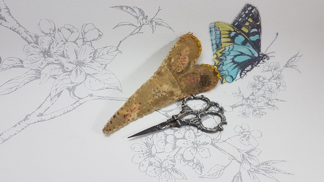 Antique Sterling Silver Sewing Scissors: 1830s Ornate Handle, Handmade ...