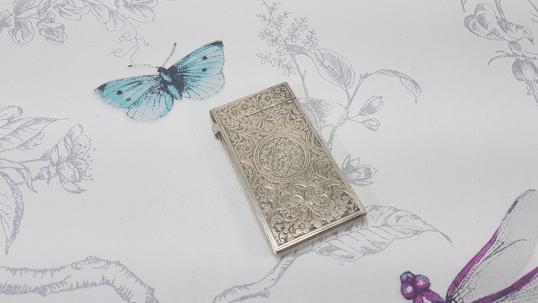 Antique Ornate Silver Calling Card Case, 1875 George Unite Sterling ...