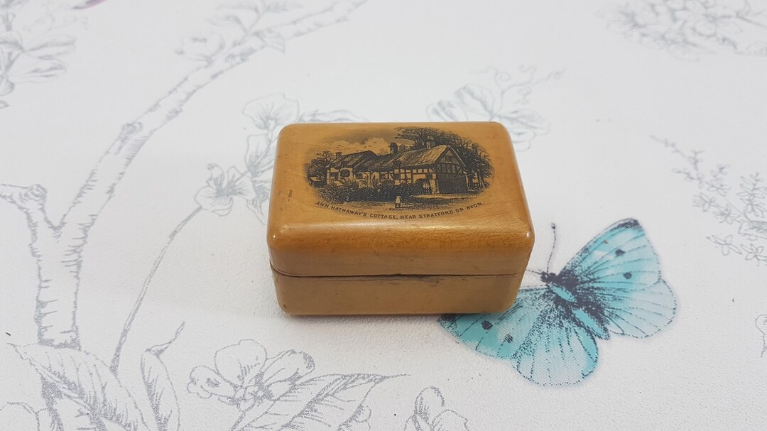 Antique Wooden Stamp Box, Small Mauchline Ware Stamp Box, Antique ...