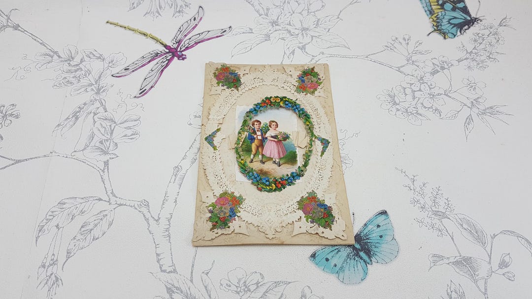 Antique Greeting Card, Victorian Paper Lace Greeting Card, Antique ...