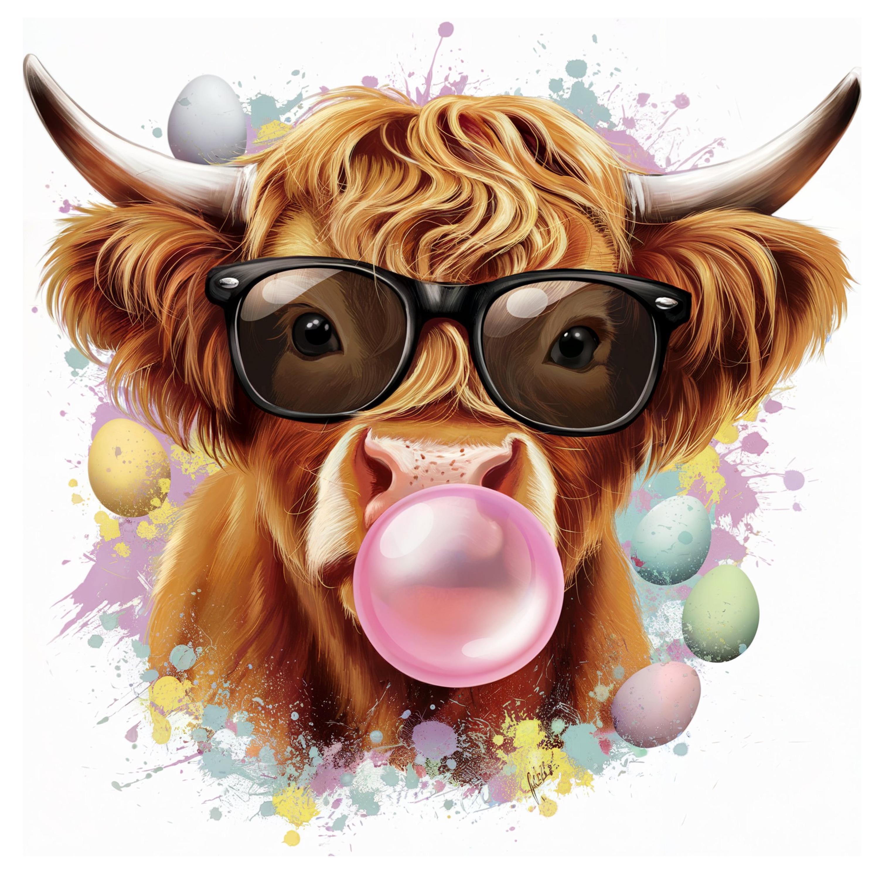 Easter Highland Cow Bubble Gum PNG (digital File) - Etsy