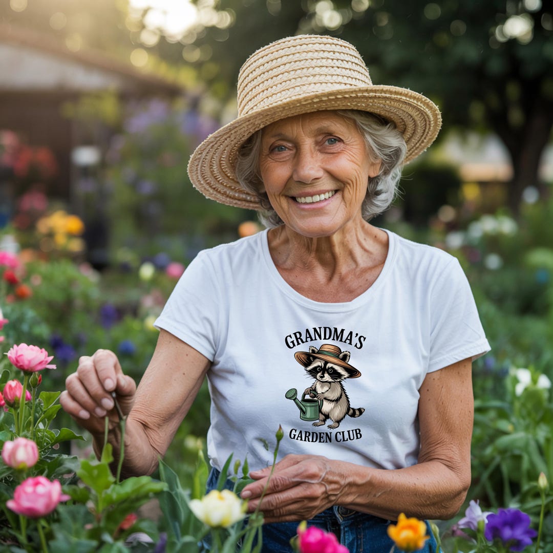 Grandma’s Garden Club PNG | Cute Raccoon With Watering Can | Gardening ...