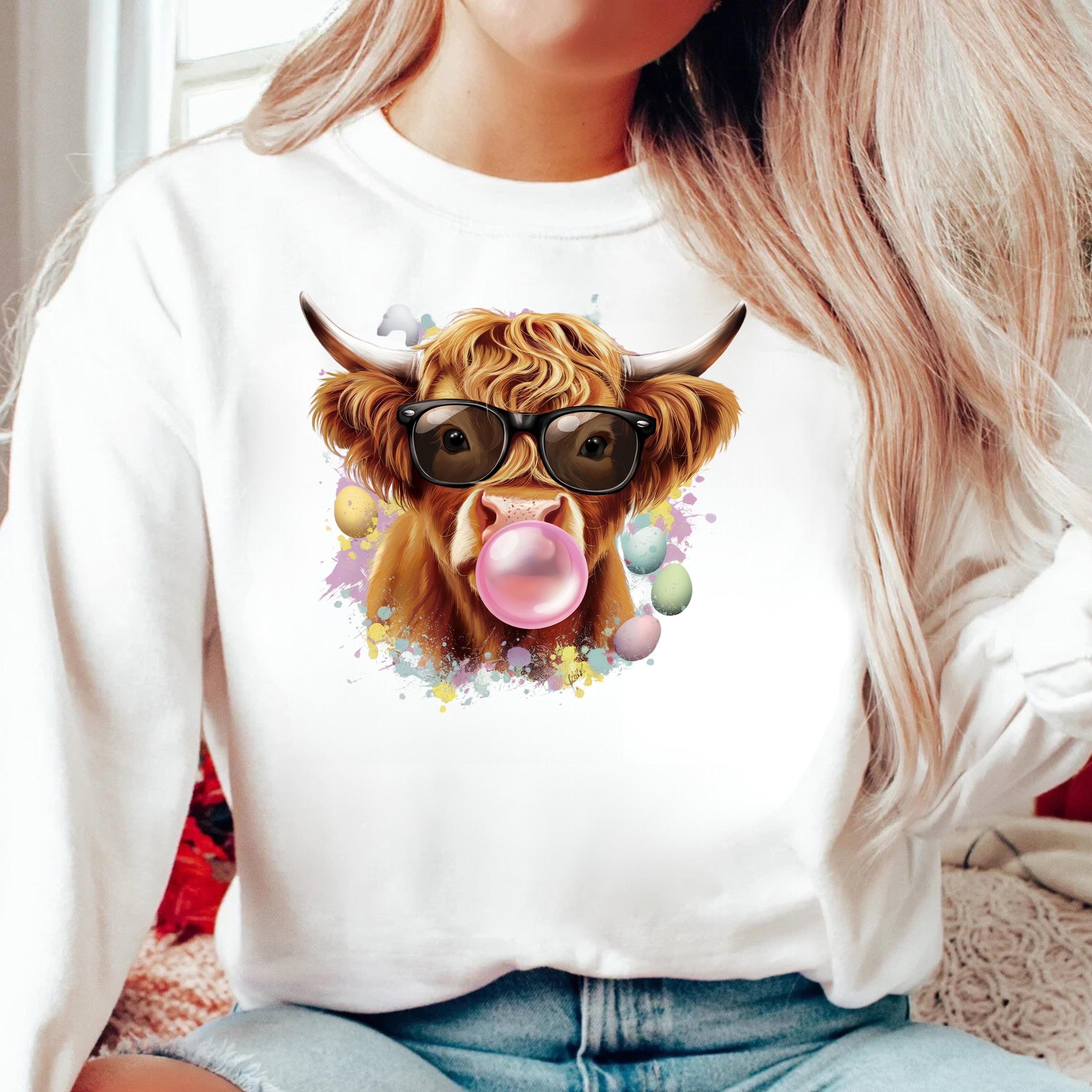 Easter Highland Cow Bubble Gum PNG (digital File) - Etsy