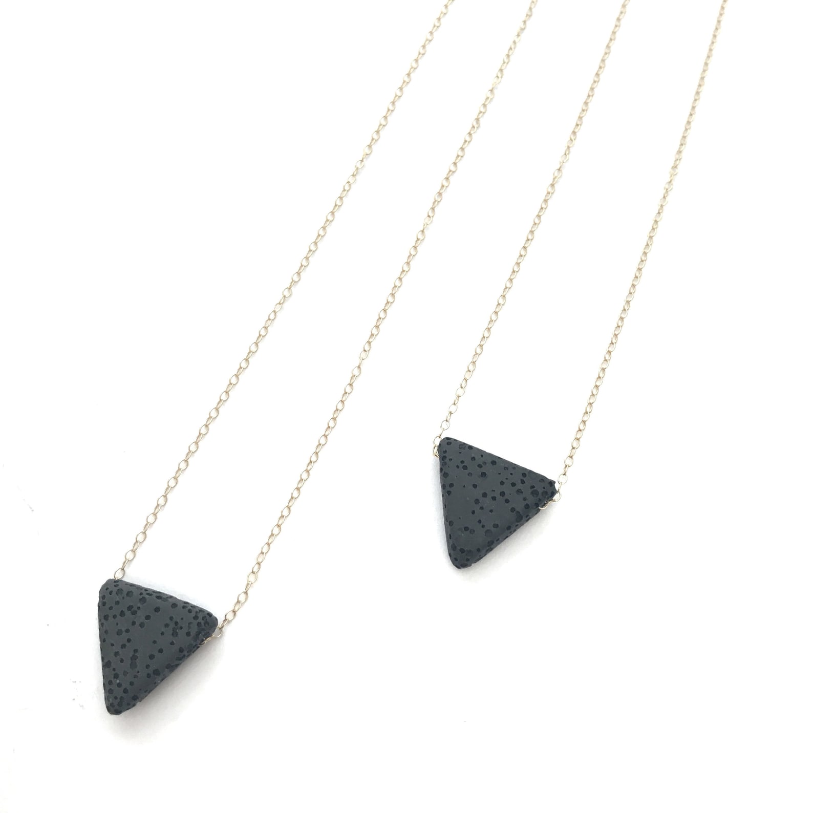 14k Gold Filled Lava Triangle Pendant / Diffuser Jewellery / | Etsy