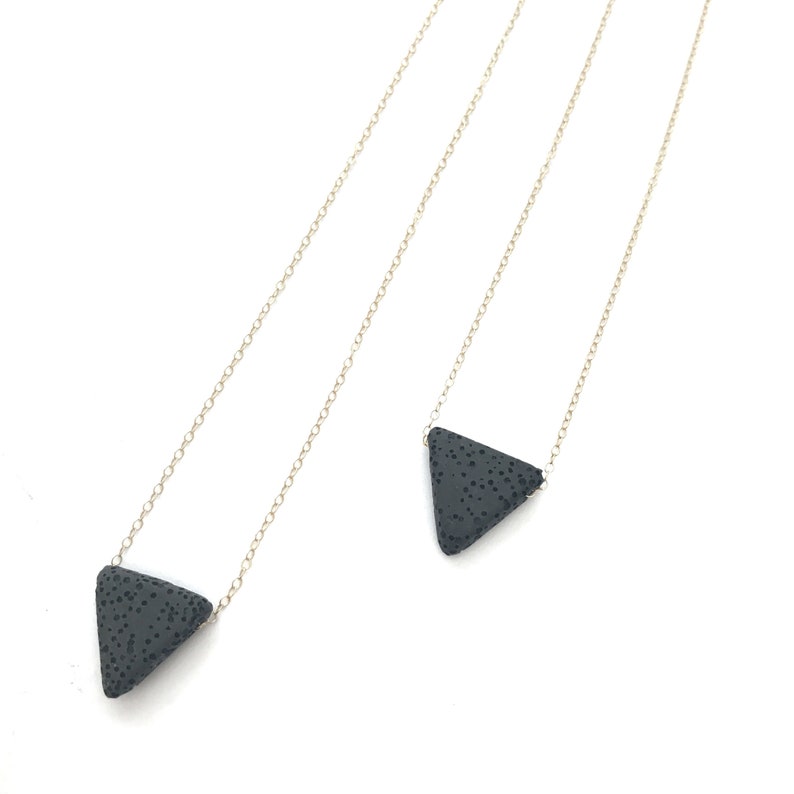 14k Gold Filled Lava Triangle Pendant / Diffuser Jewellery / | Etsy