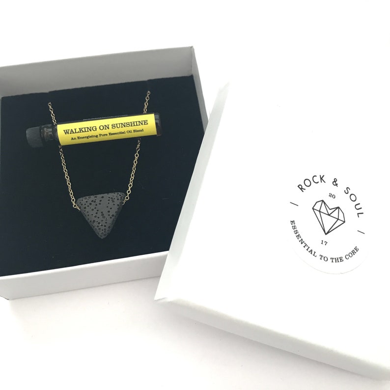 14k Gold Filled Lava Triangle Pendant / Diffuser Jewellery / | Etsy