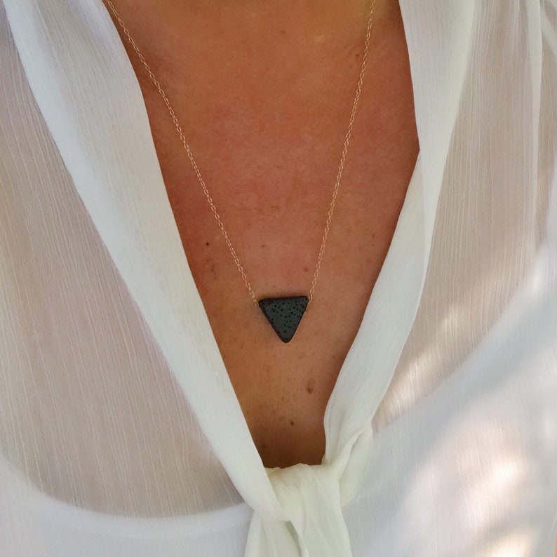 14k Gold Filled Lava Triangle Pendant / Diffuser Jewellery / | Etsy