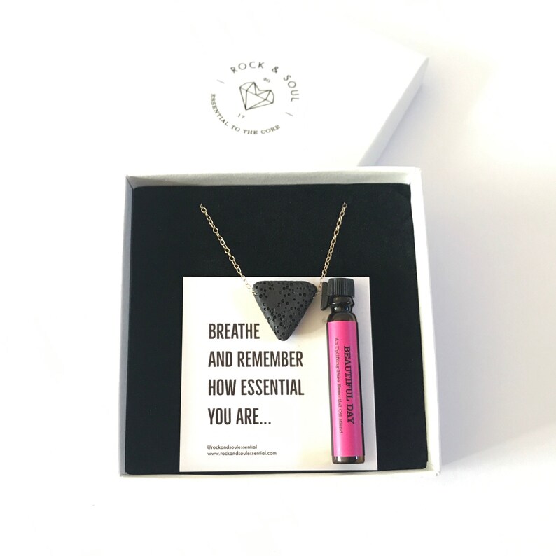 14k Gold Filled Lava Triangle Pendant / Diffuser Jewellery / | Etsy